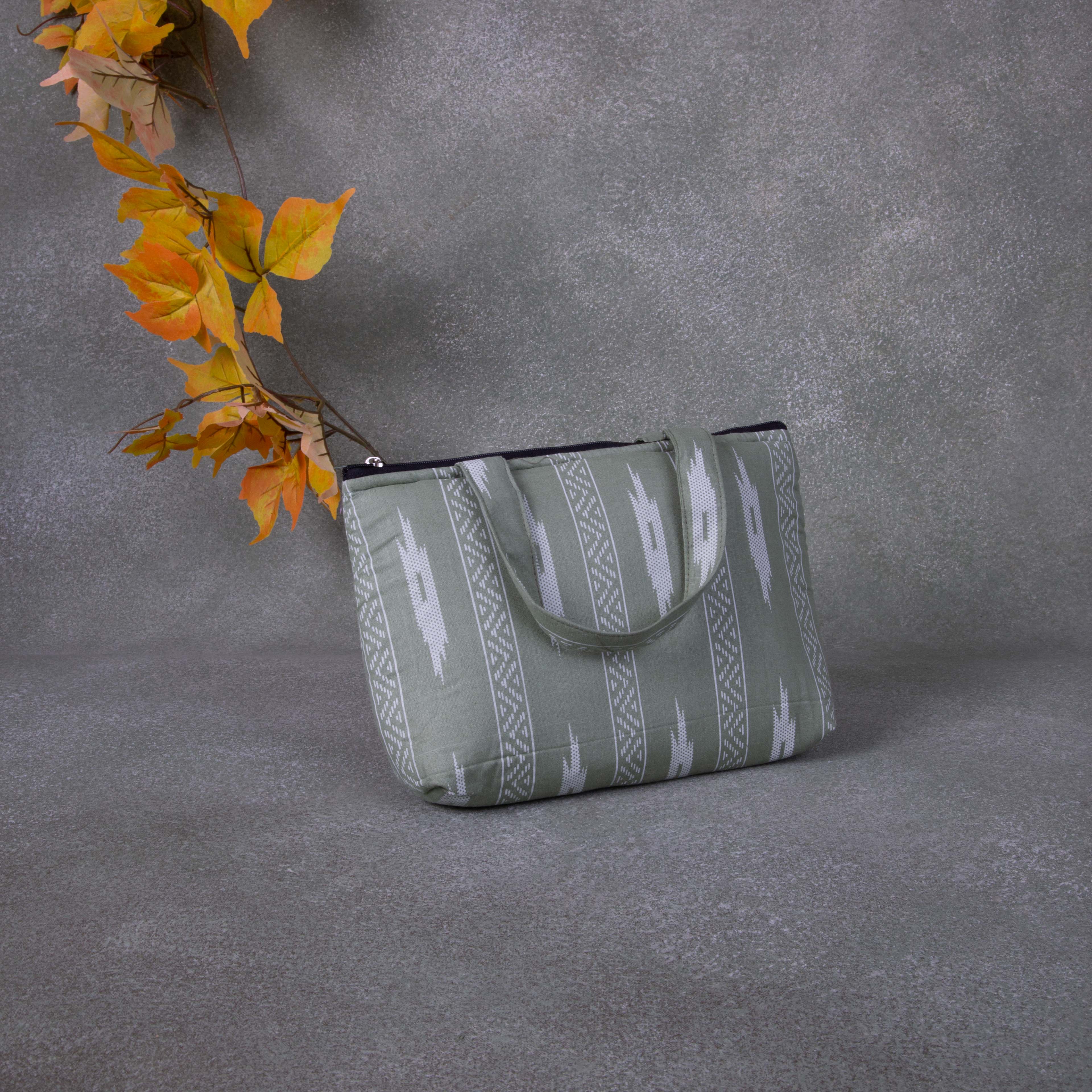 Bristlefront everyday handy bags Green Colour with White Prints ...
