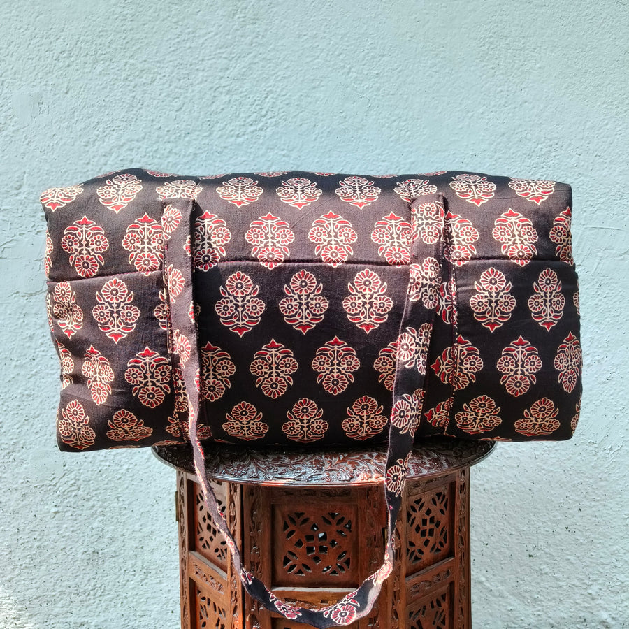 Rectangle Travel Bag blue with floral print – lakshya bags