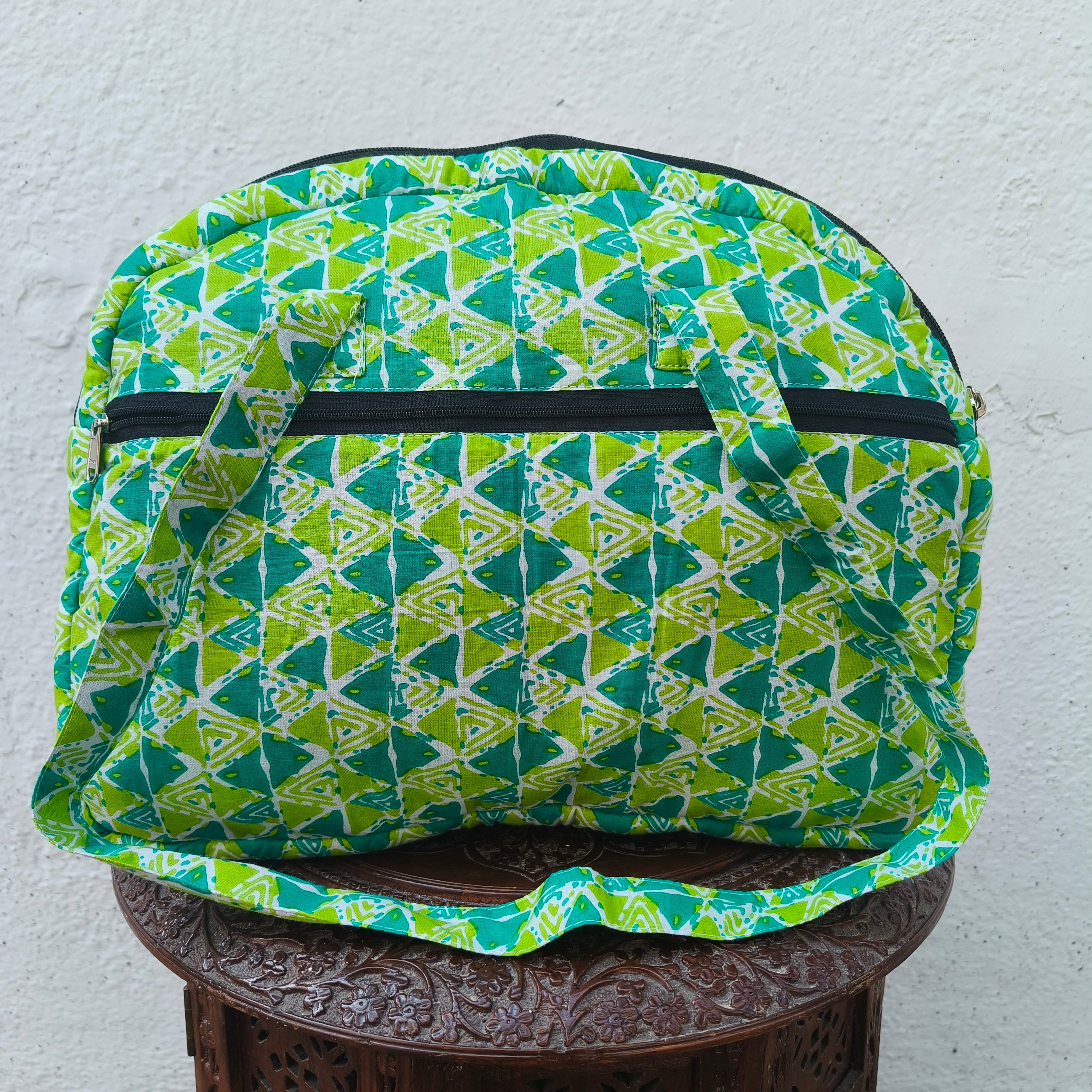 Everyday Tote green with strip print – lakshya bags