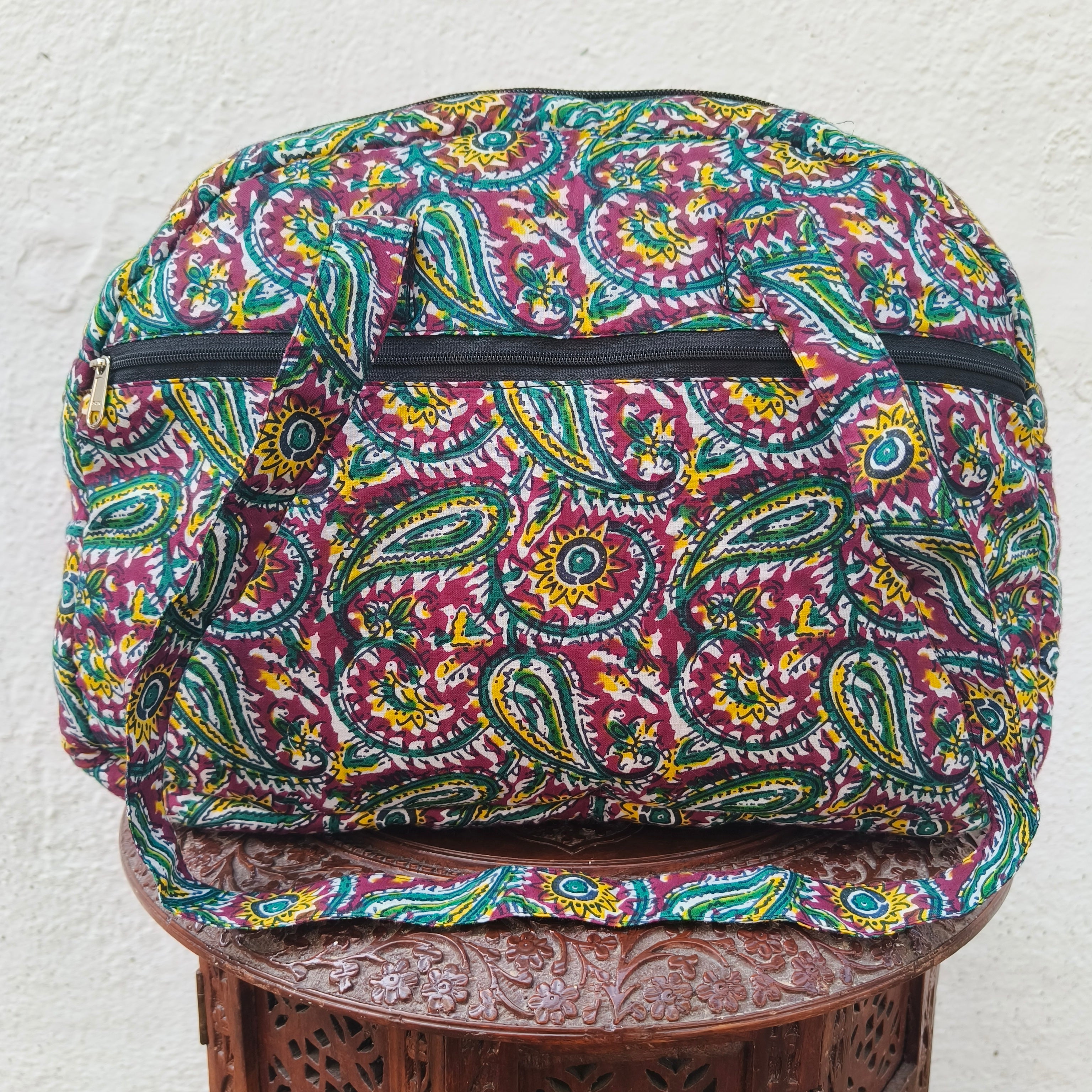 Everyday Tote dark green with mango print – lakshya bags